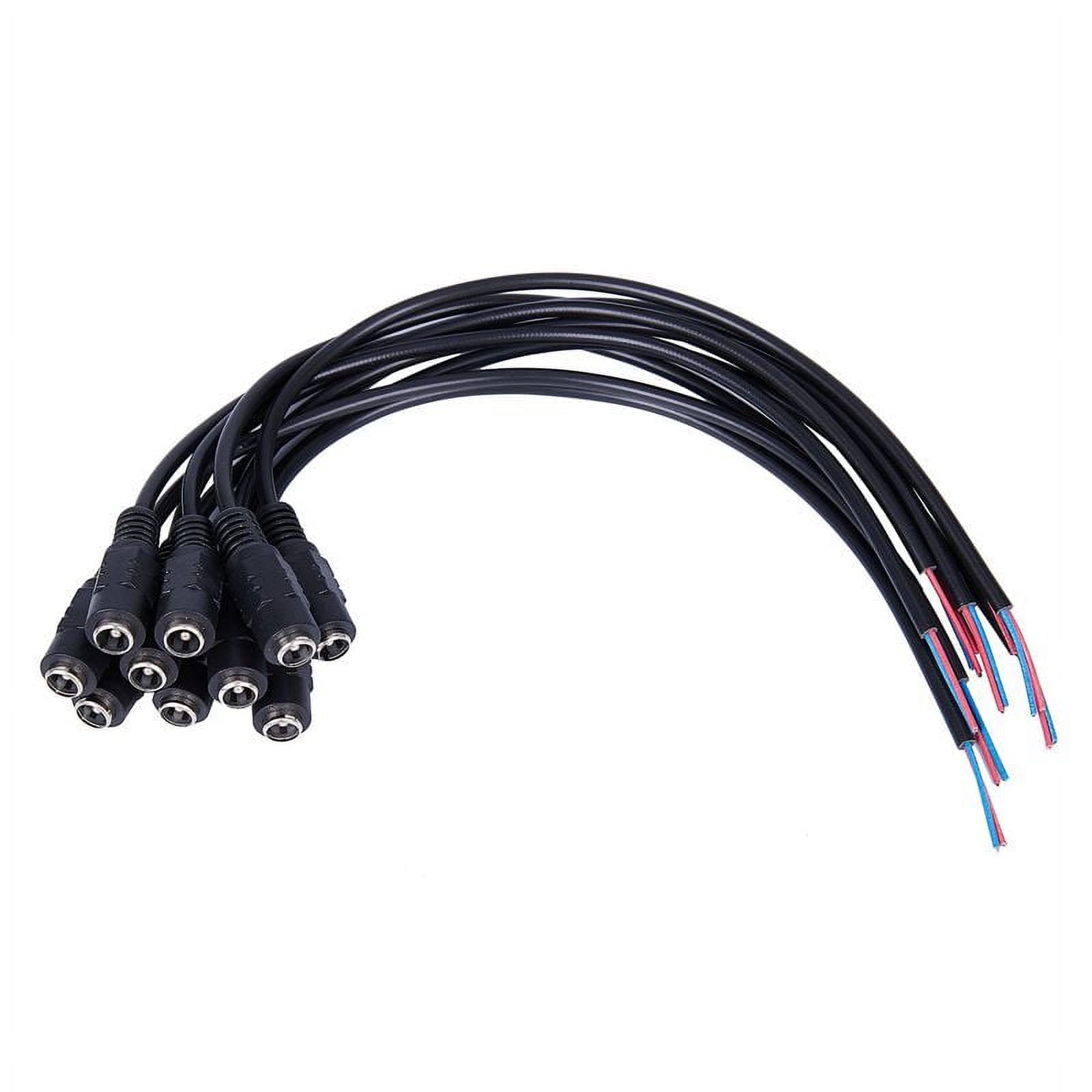 10pcs 12V DC Power Plug Female Plug Connector Cable 5.5X2.1mm With Cord ...