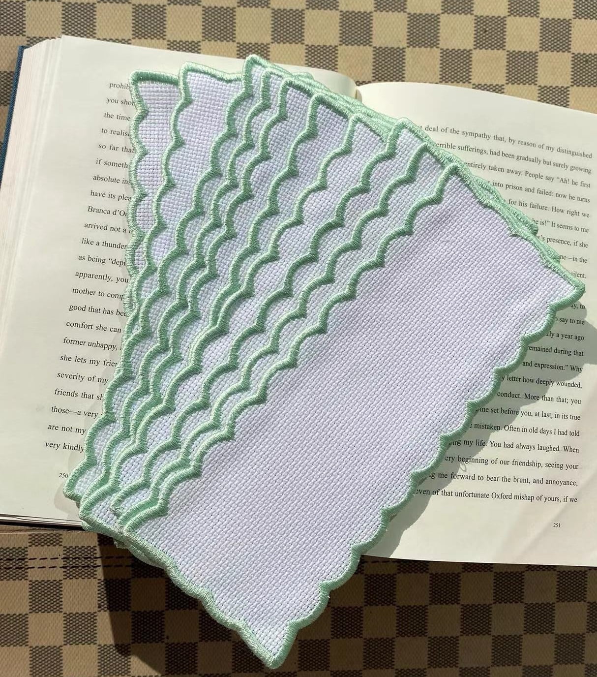 10pcs 14ct Green Edged Cotton Blank Cross Stitch Bookmarks, Blank aida ...