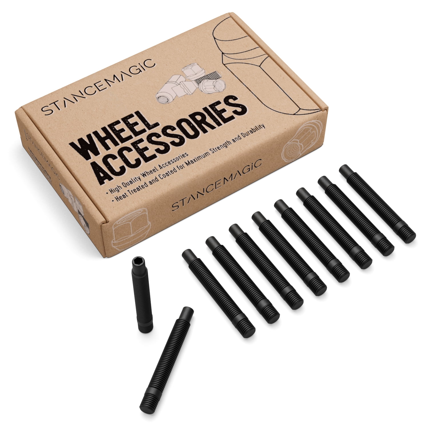 10pcs - 14x1.5 to 14x1.5 Wheel Stud Conversion - 47mm Shank Length ...