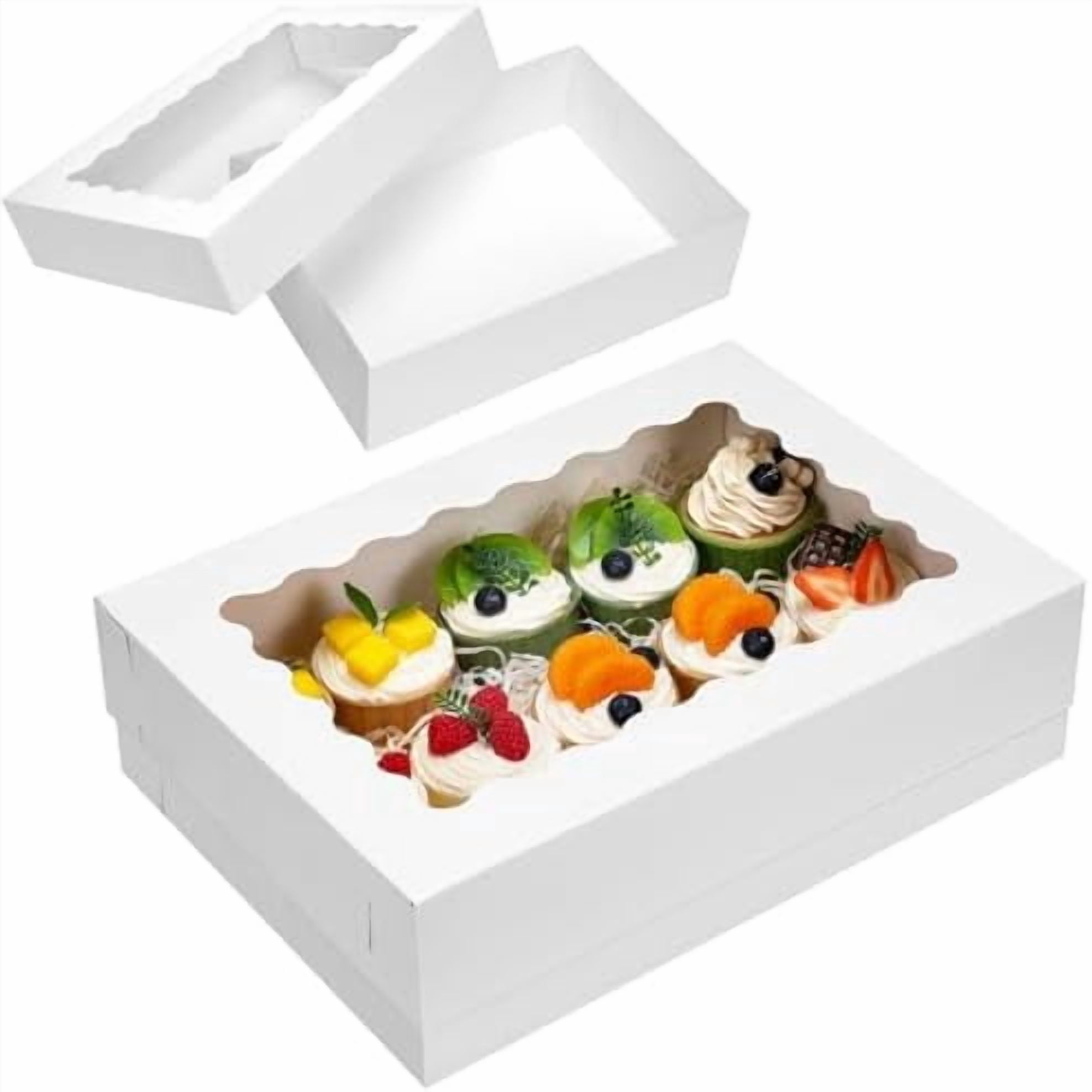 10pcs 14x10x4in Sheet Cake Boxes White Rectangle Bakery Boxes with ...