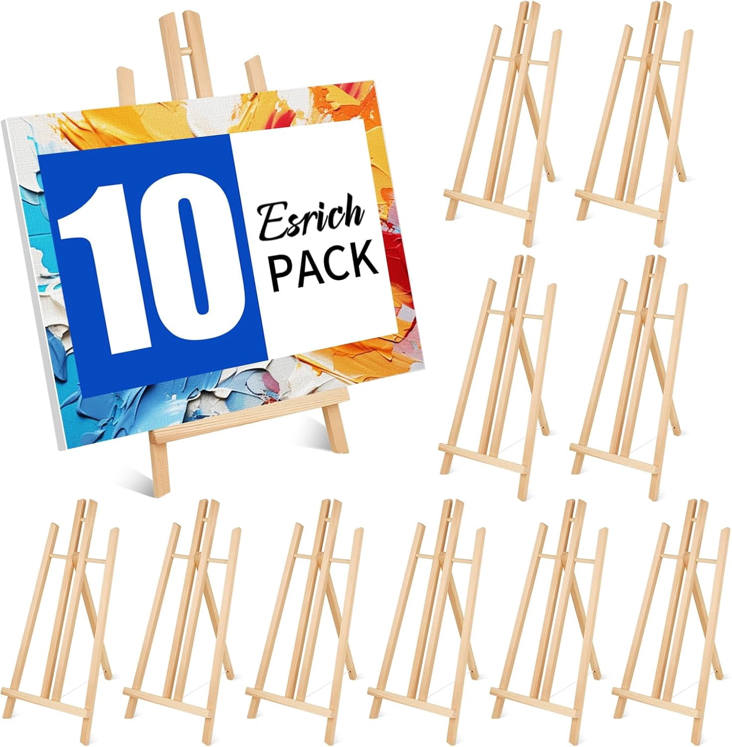 10pcs 17 Inch Tabletop Easels,Wood Easel for Painting,Tripod, Paint ...