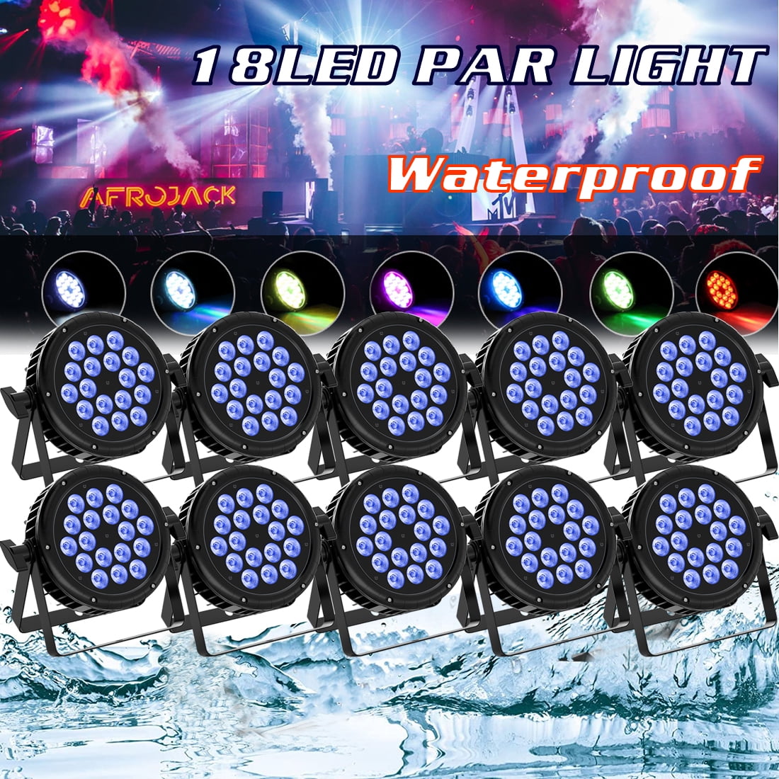 10pcs 18 LED Stage Lighting Dj Lights, Waterproof Outdoor RGBW Lights ...