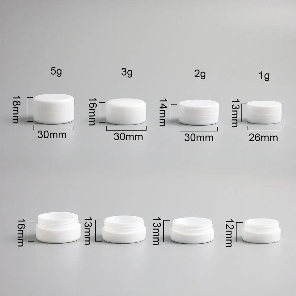 10pcs 1g 2g 3g 5g Mini White Plastic Empty Jar Pot Travel Cosmetic ...