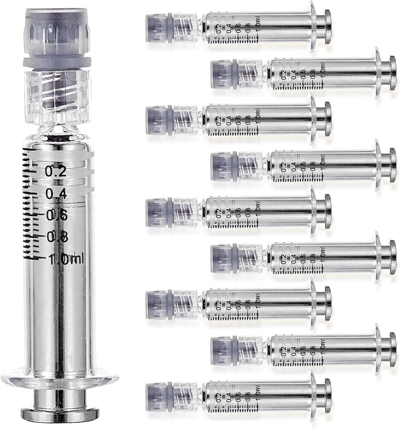 10pcs 1ml Accurate Borosilicate Glass Syringe Liquid Dispensing-Gold ...