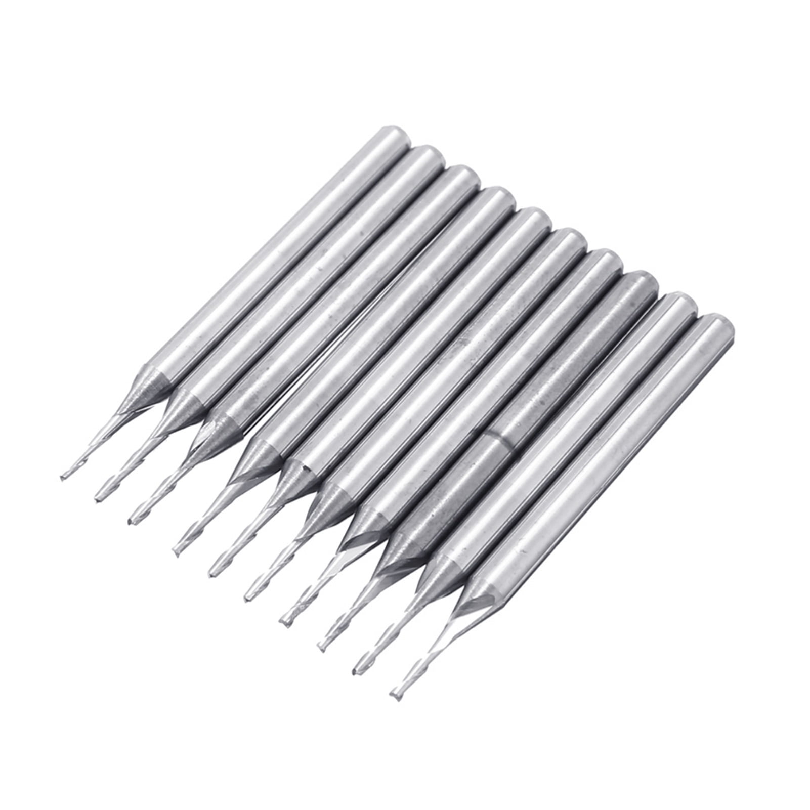 10pcs 1mm 2 Flutes End Mill Carbide Spiral Milling Cutter Flat Nose End ...