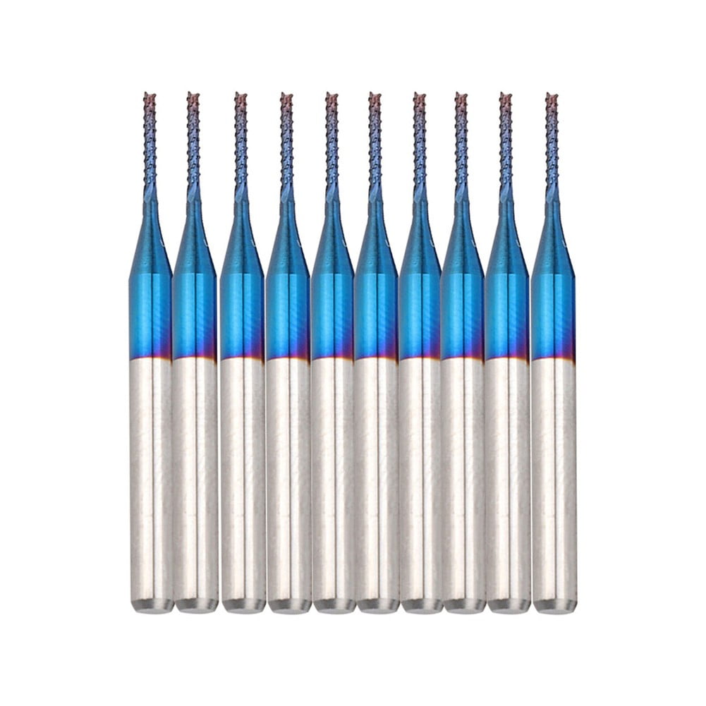 10Pcs 1Mm Carbide Router Cutting Drill Bit Blue End Mill Engraving ...
