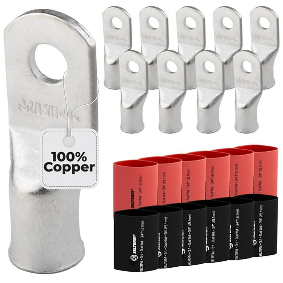 10pcs - 2/0 Awg - 5/16" Stud - Battery Lugs - Ring Terminal Connectors ...