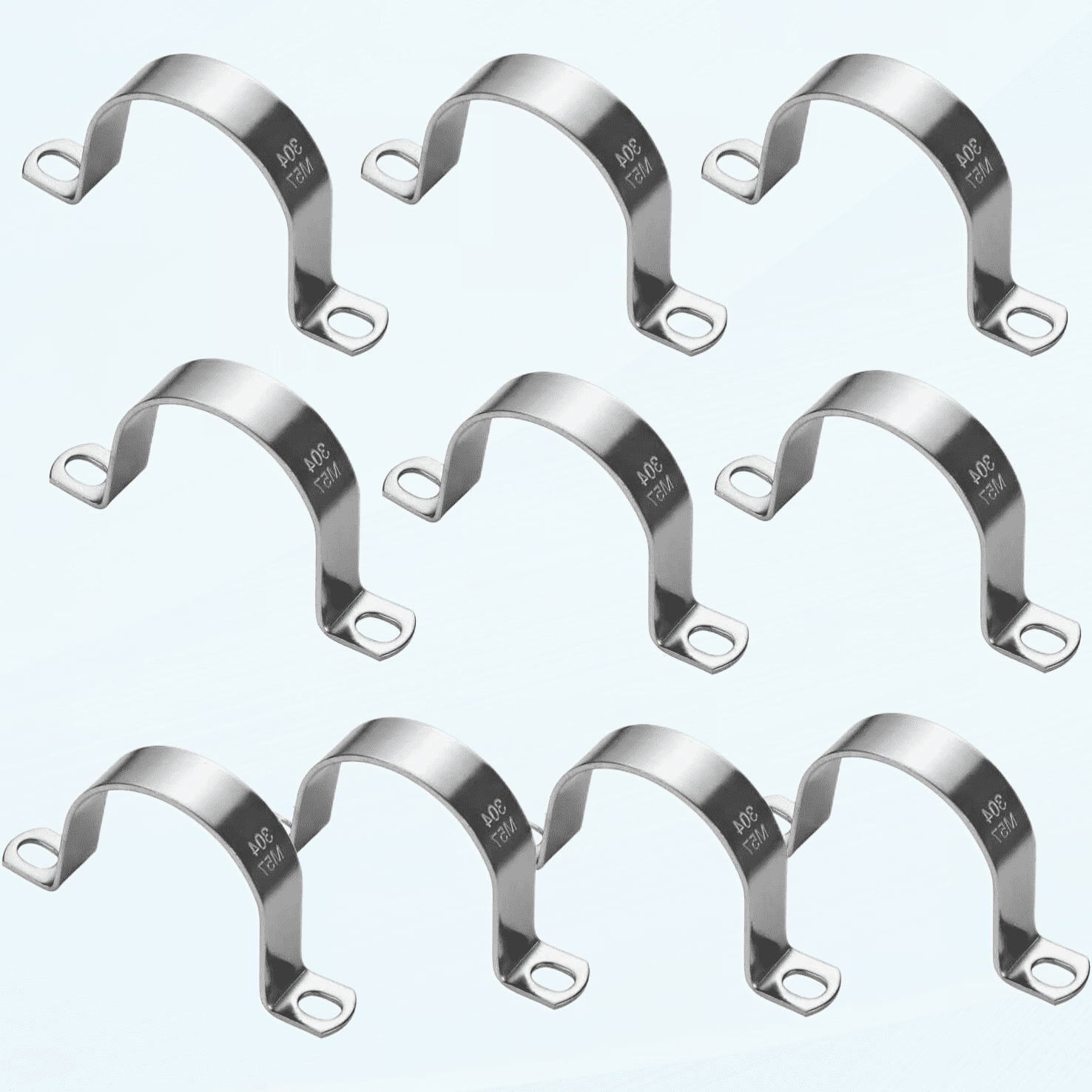 10pcs 2 1/4 Inch Heavy Duty U-Tube Strap Clamp-2 Hole,Stainless Steel ...