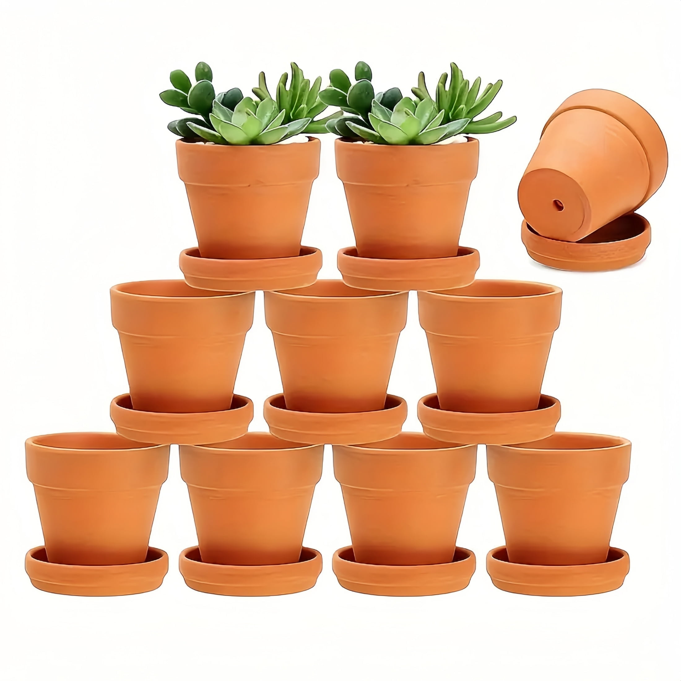 10pcs, 2.5Inch Clay Pot With Saucer, Mini Succulent Planters Flower ...