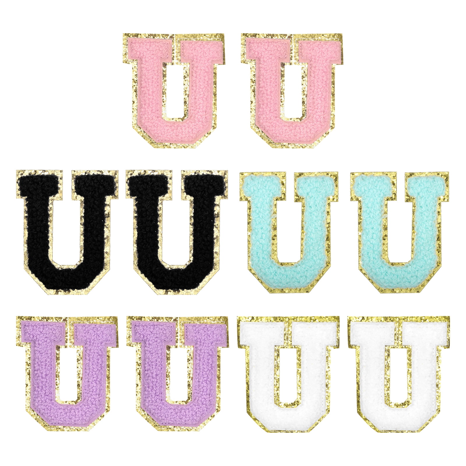 10pcs 2" Chenille Letter U Patches, Multicolored Chenille Embroidered ...