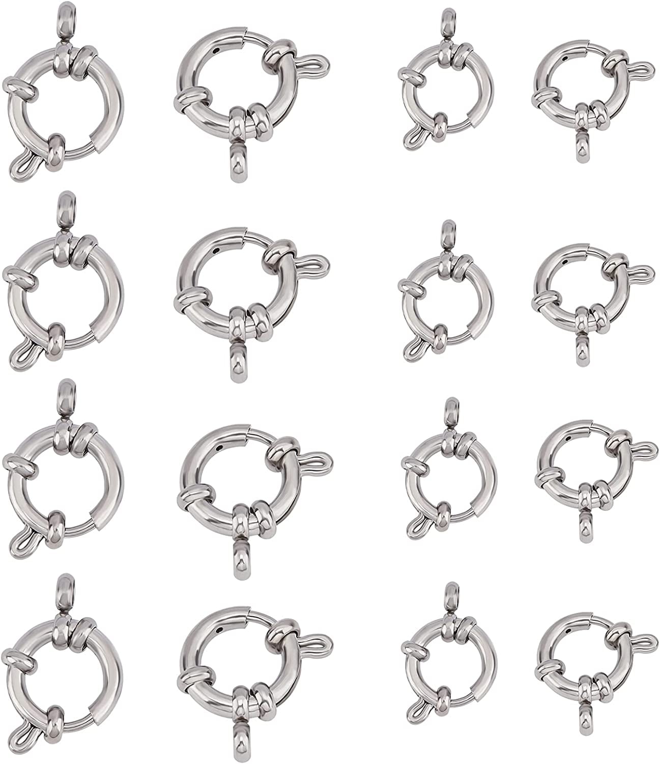 10pcs 2 Sizes 10mm/12mm Spring Clasps Stainless Steel Ring Clasps ...