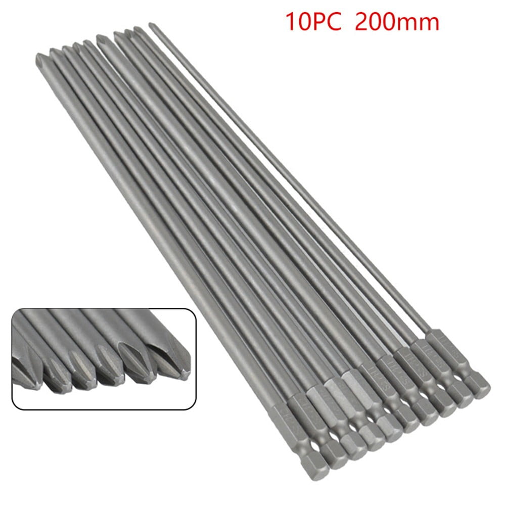10pcs 200mm Magnetic Long Cross Screwdriver Bits 200mm Long PH1 PH2 ...