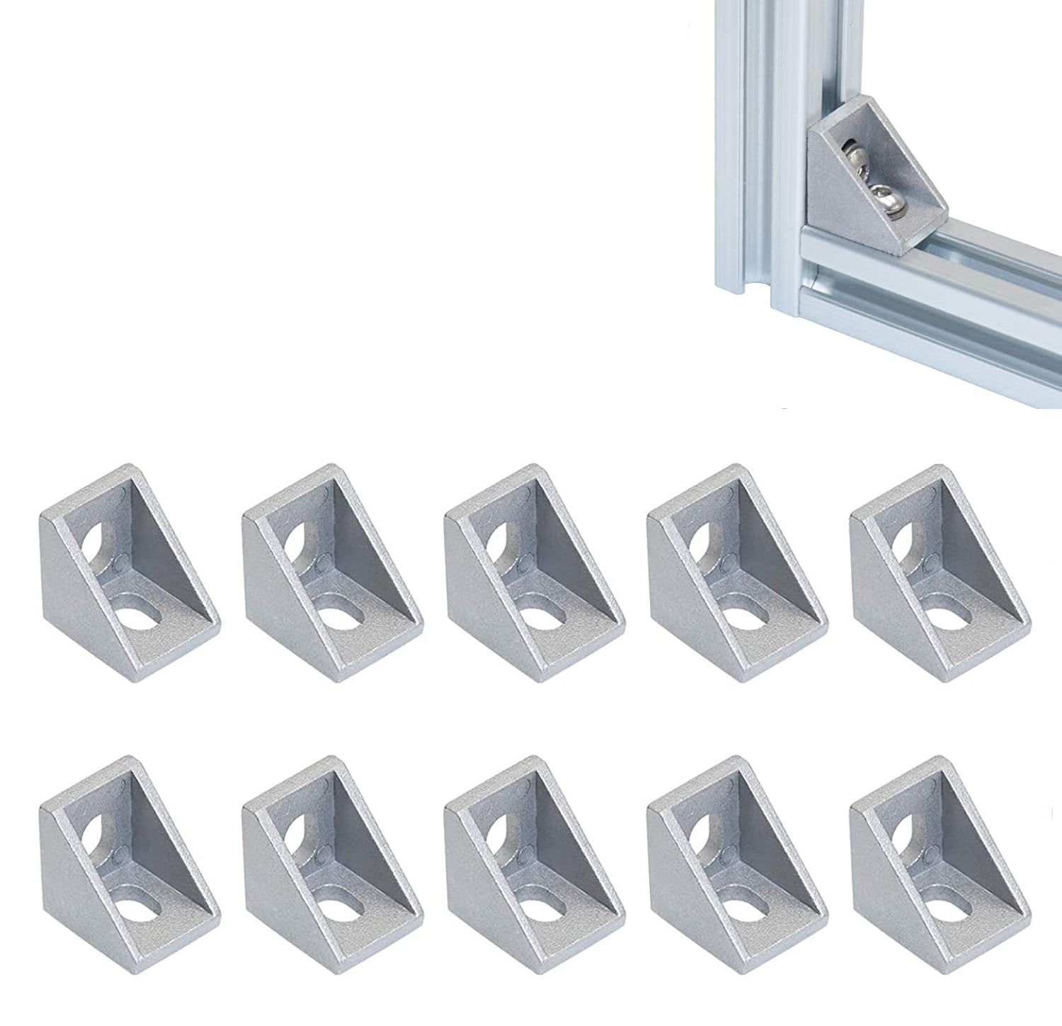 10pcs 2080 Sliver Aluminum Corner Bracket for 2080 Aluminum Extrusion ...