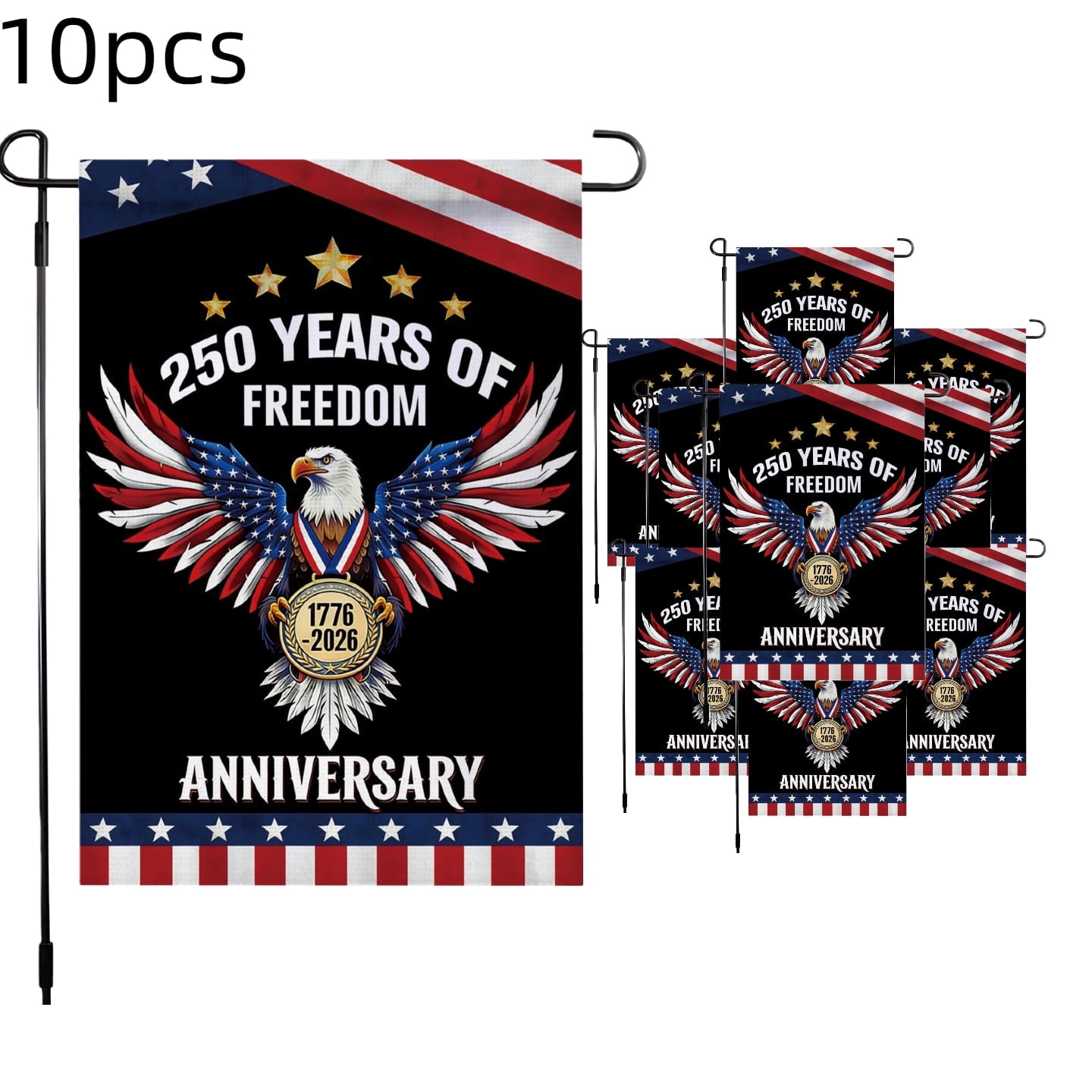 10pcs 250th Anniversary Flag 250 Years of Freedom Flag with Eagle 1776 ...