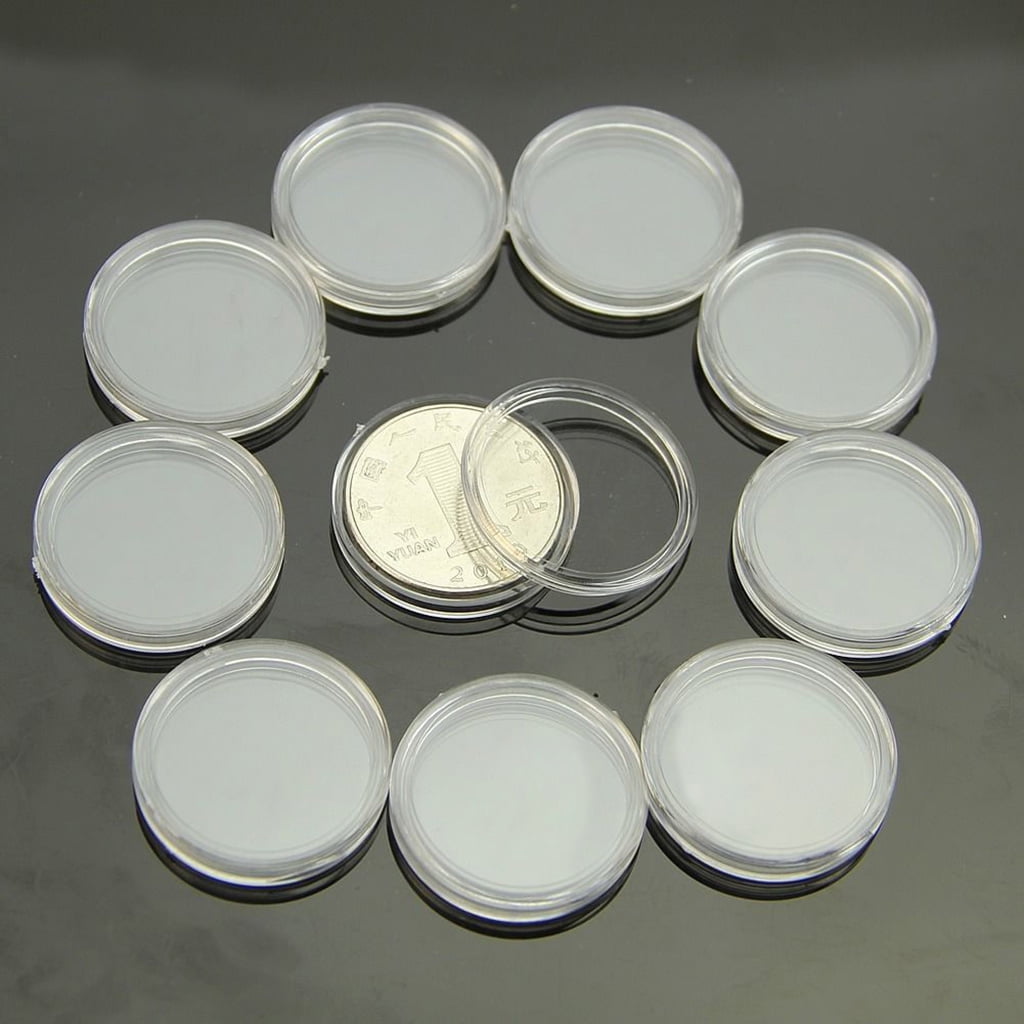 10pcs 25mm Applied Clear Round Cases Coin Storage Capsules Holder Round ...