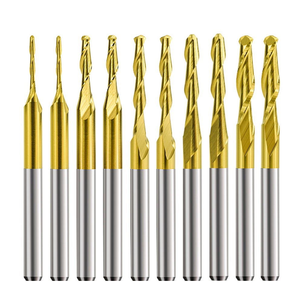 10pcs 2Flutes Carbide Ball Nose End Mills CNC Milling Tool Router Bits ...