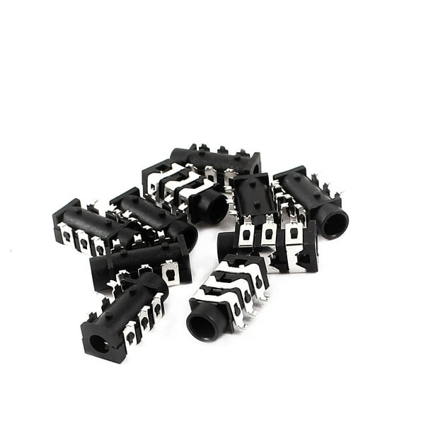 10pcs 3.5mm Female 6-Pin SMT Stereo Jack Sockets Connectors Black ...