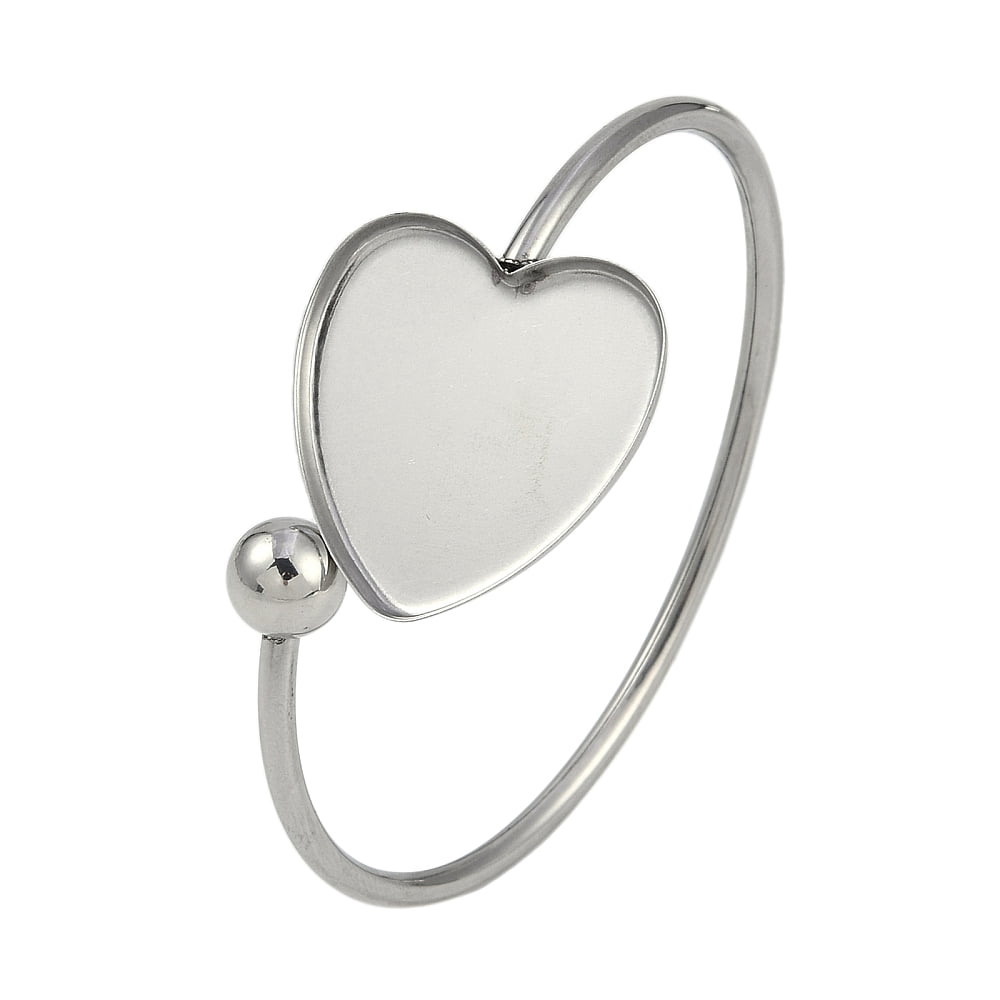 10pcs 304 Stainless Steel Blank Bangle Bases with Heart Tray End of 201 ...