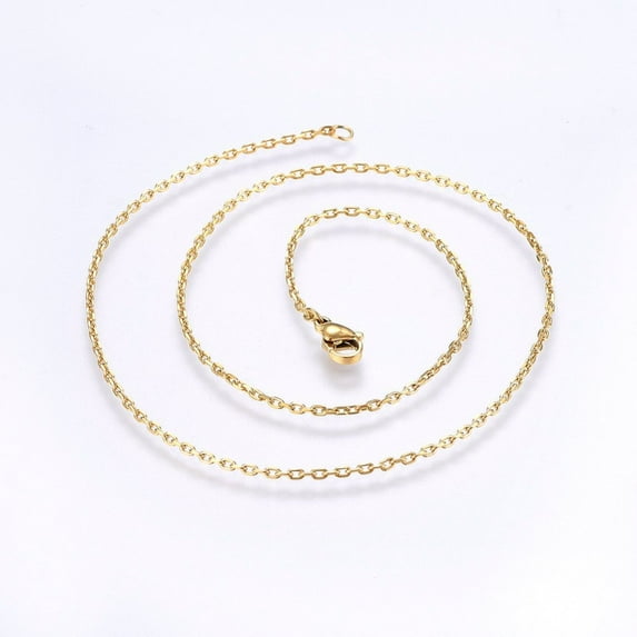 10pcs 304 Stainless Steel Cable Chains Necklaces with Lobster Claw Clasps Golden 16.5 inch(42cm ...