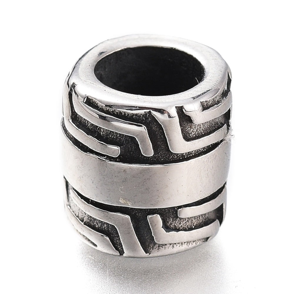 10pcs 304 Stainless Steel European Beads Large Hole Beads Column Silver ...