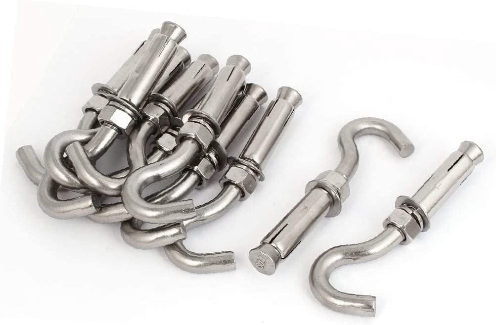 10pcs 304 Stainless Steel Expansion Anchor Bolt Open Cup Hooks M12 ...
