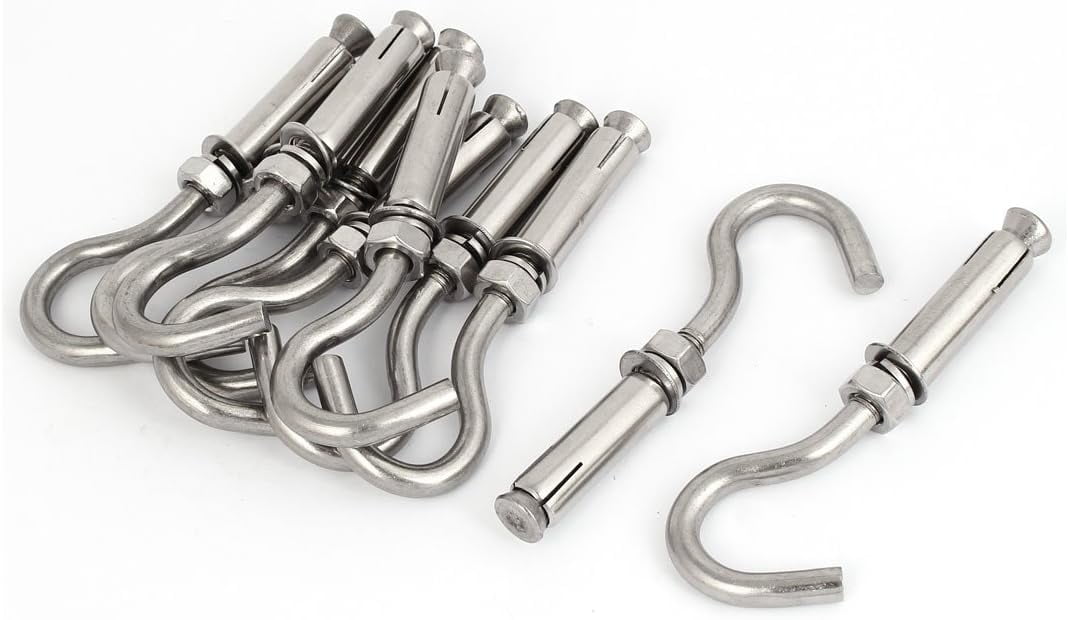 10pcs 304 Stainless Steel Expansion Anchor Bolt Open Cup Hooks M8 ...