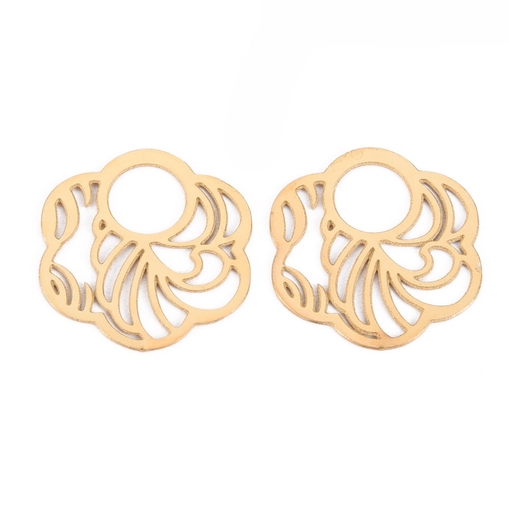 10pcs 304 Stainless Steel Filigree Joiners Links Laser Cut Flower ...