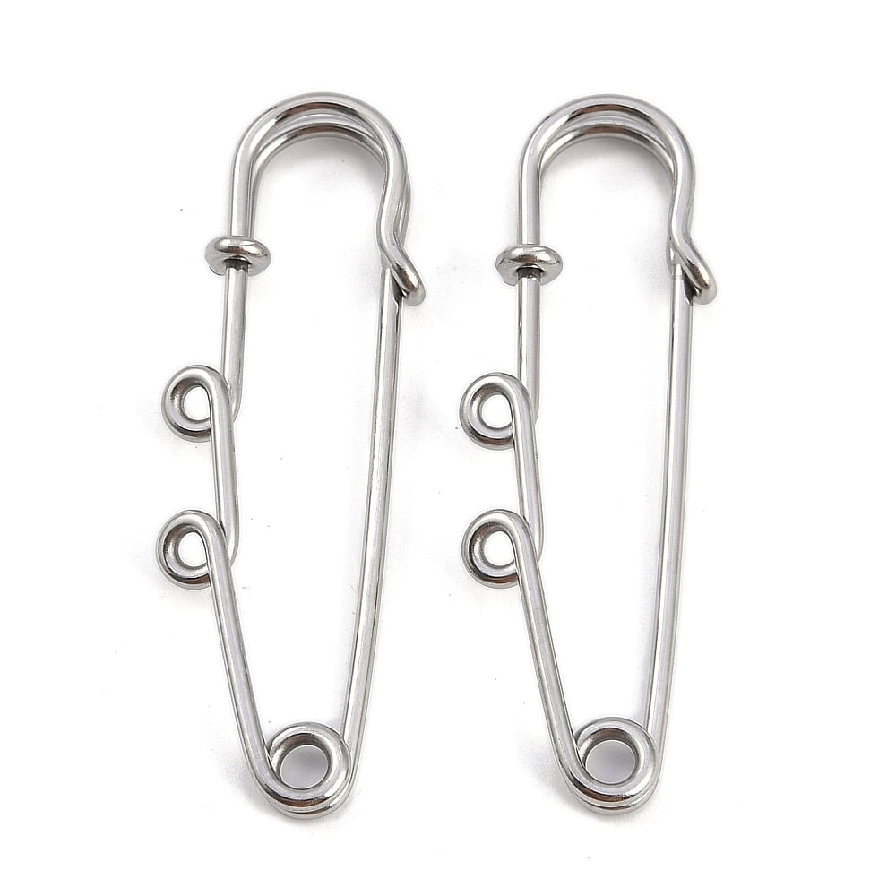 10pcs 304 Stainless Steel Safety Pins Brooch Findings Kilt Pins with 2 ...