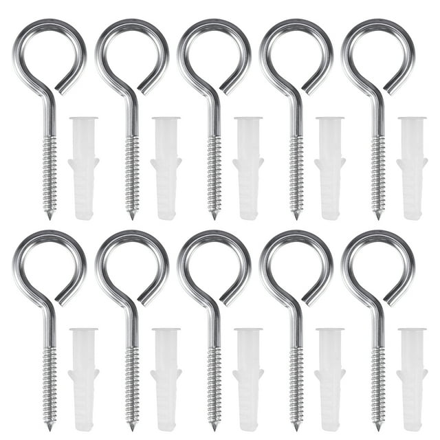 10pcs 304 Stainless Steel Self Tapping Screw Eye Bolt Ring Hook with ...