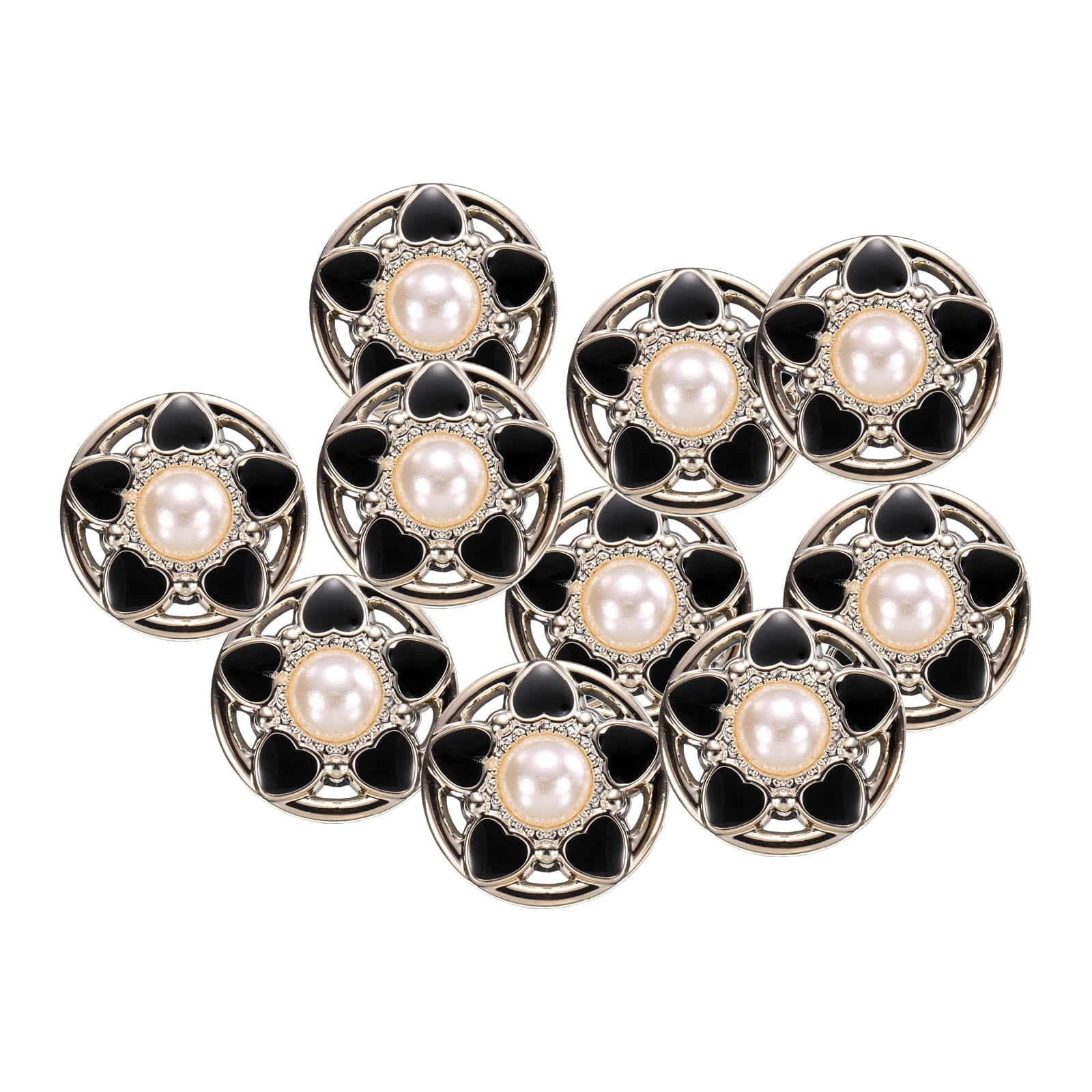 10pcs 34L Gold White Faux Pearl Buttons 21mm 7/8" Dia 0.43" Thick ...