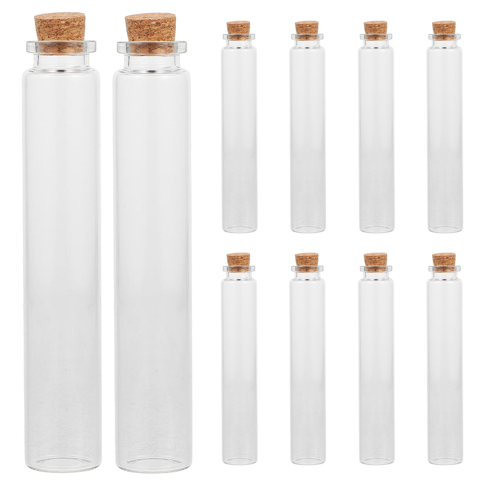 Set of 10 Clear Glass Test Tubes 35ml with Cork Stoppers for Science ...