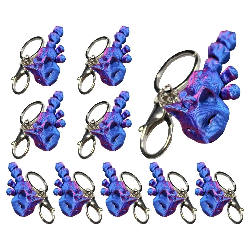 10pcs 3D Printed Flexible Joint Cat Keychain Gradient Design Movable ...