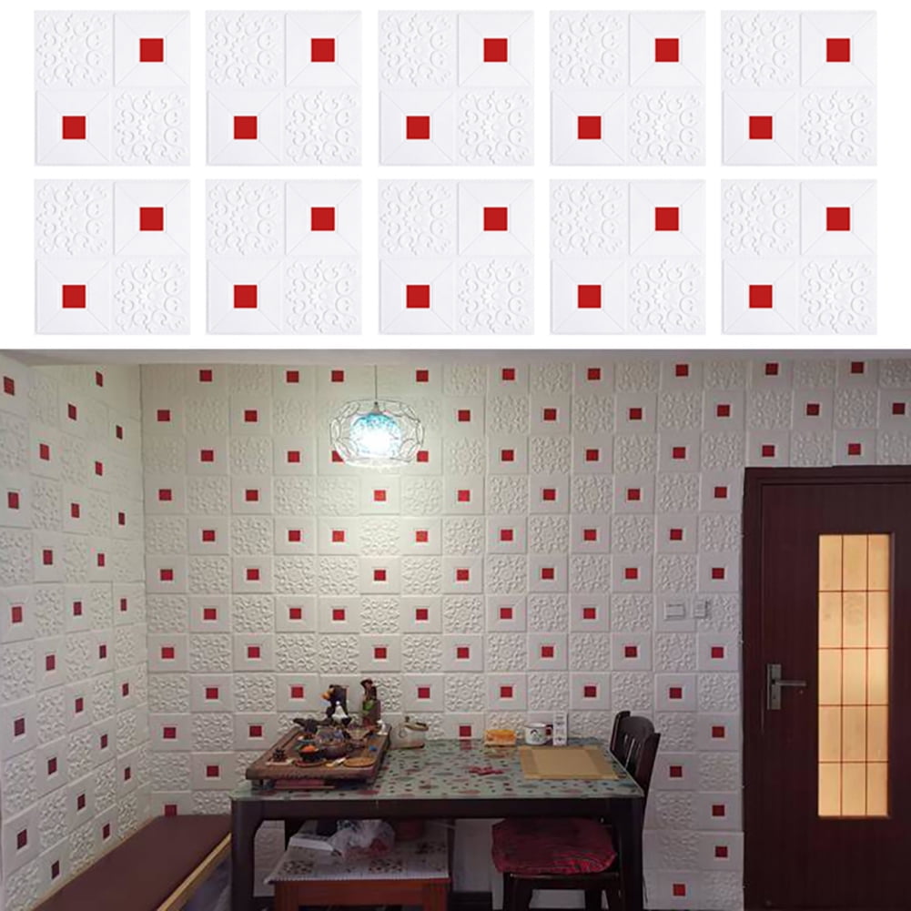 10pcs 3D Wall Panels Geometry Peel and Stick Self-Adhesive Waterproof ...