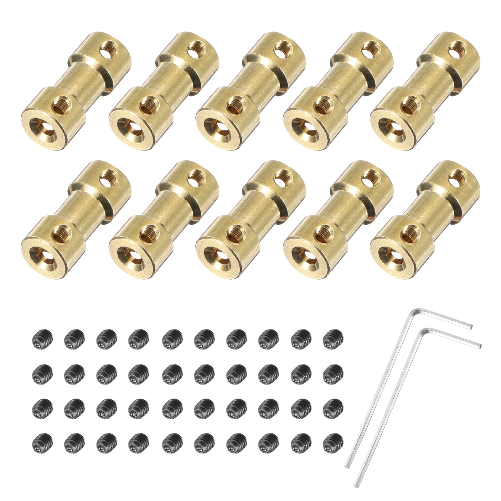10pcs 3mm to 5mm Brass Shaft Coupling Joint Connector with Screws and ...
