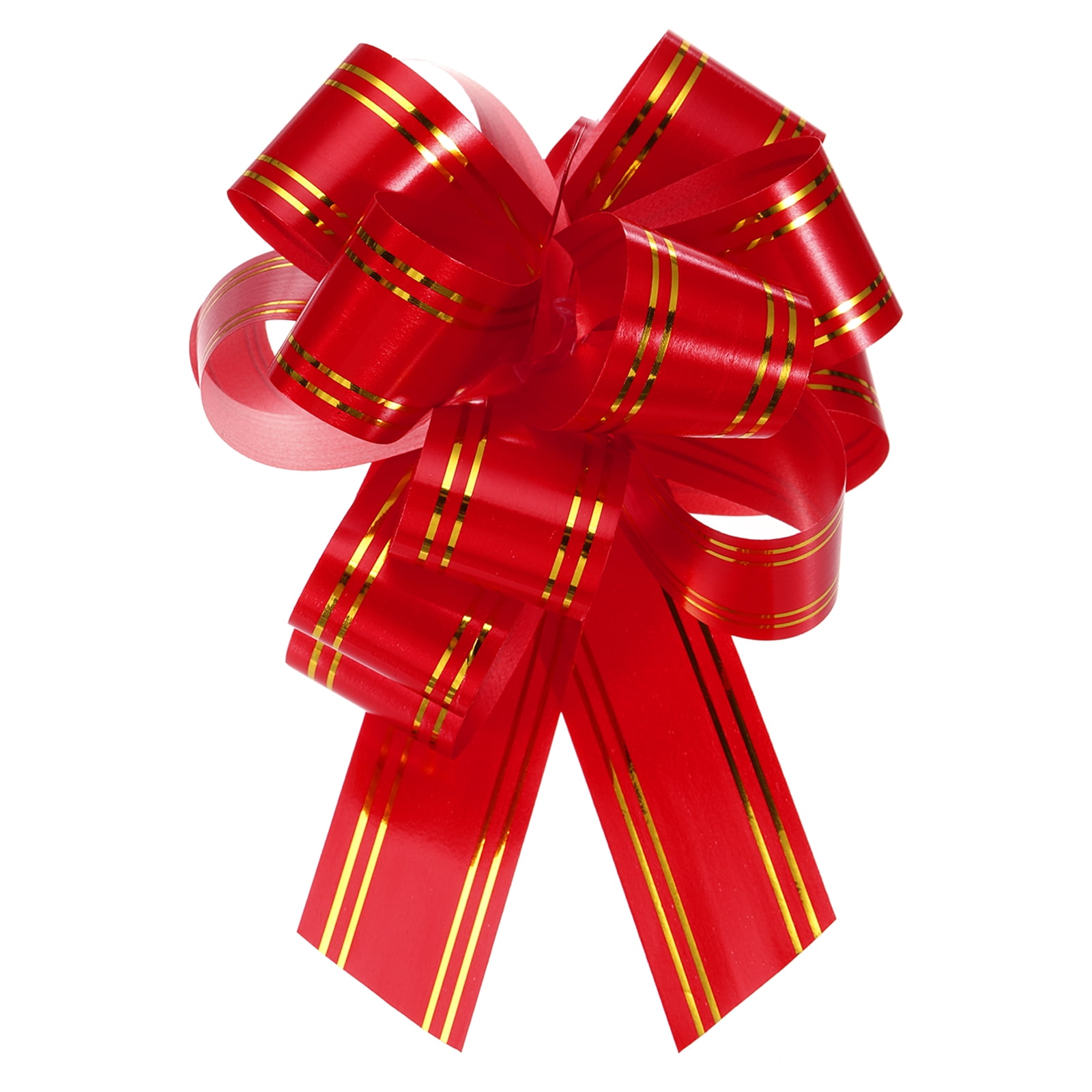 10pcs 4 Inch Large Pull Bow Metallic Red Gift Wrapping Bows with Gold ...