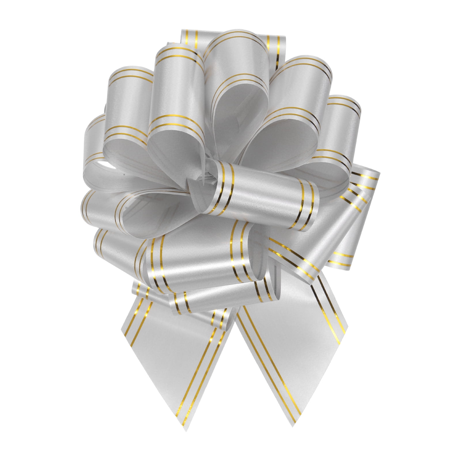 10pcs 4 Inch Large Pull Bow Metallic Silver Gift Wrapping Bows with ...