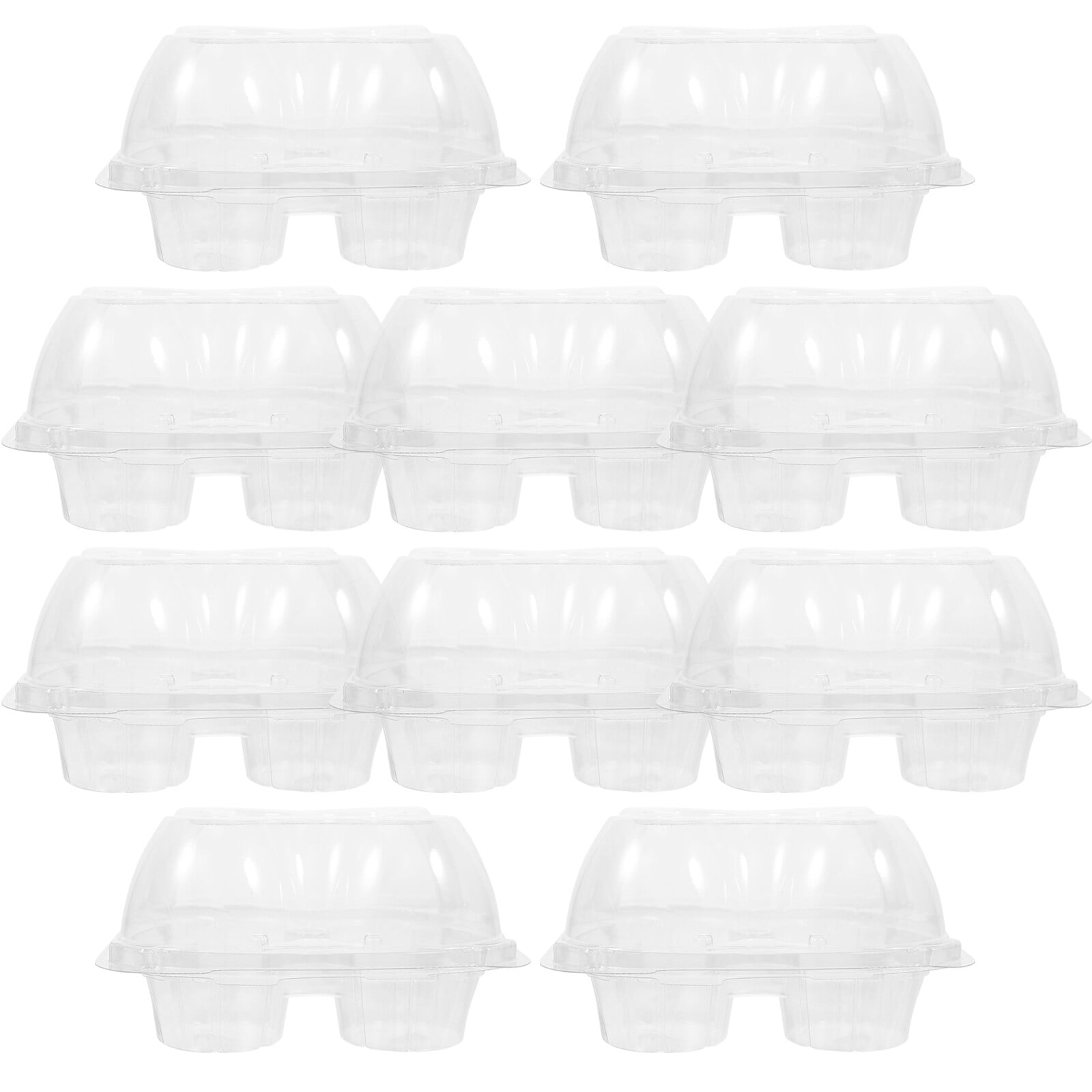 10pcs 4-cupcake Boxes With Clear Lid 4-Cavity Cupcake Container Muffin ...