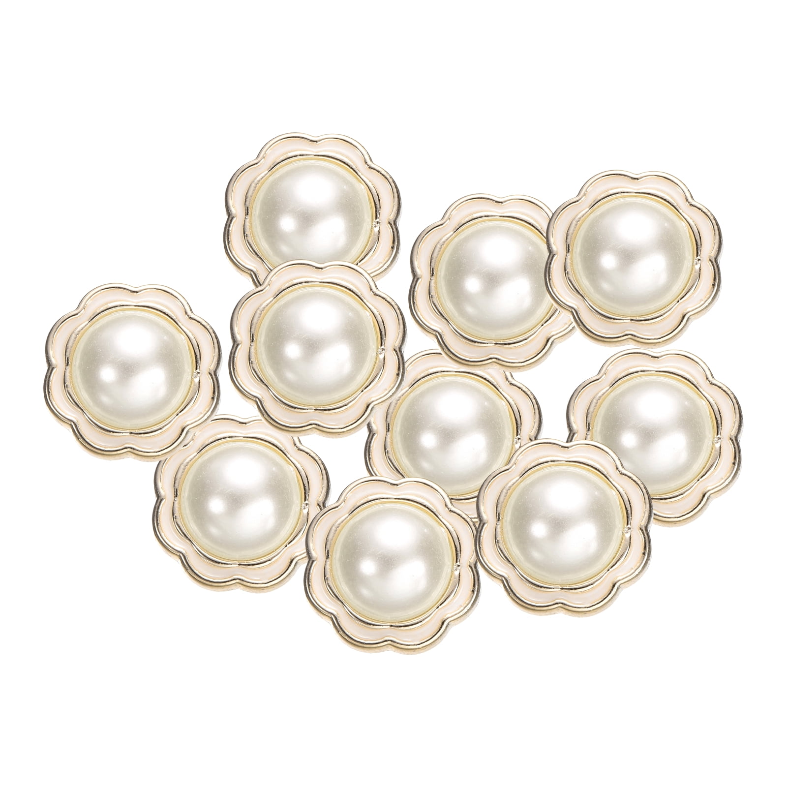 10pcs 40L Gold White Faux Pearl Buttons 25mm 1" Dia 0.55" Thick Plastic ...