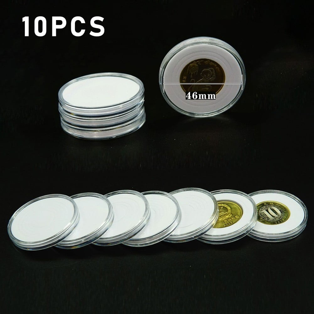 10pcs 46mm Transparent Plastic Coin Holder Coin Collecting Box Case ...