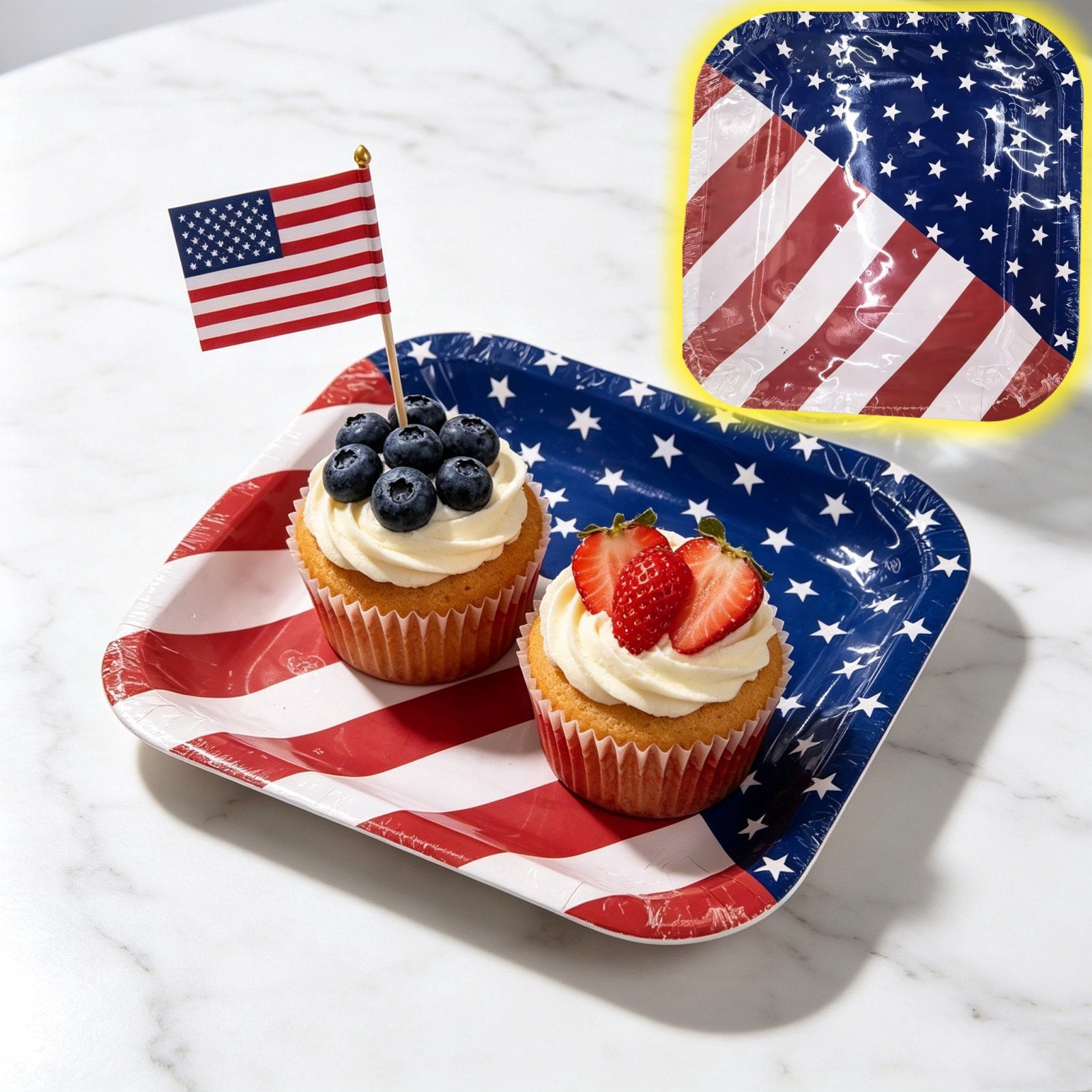 10pcs 4th July Square Disposable Paper Plates 9 Inch, Red White Blue ...
