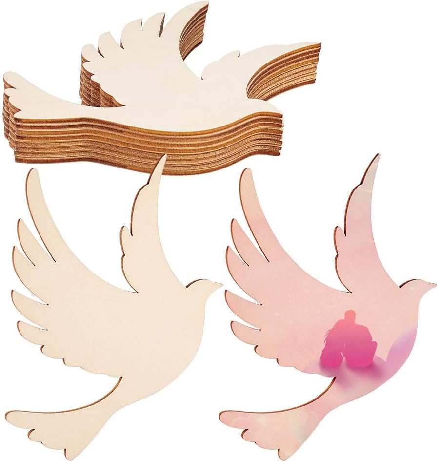 10pcs 5.1x4.3 inch Unfinished Wooden Ornaments Pigeon 2mm Thick Wood ...