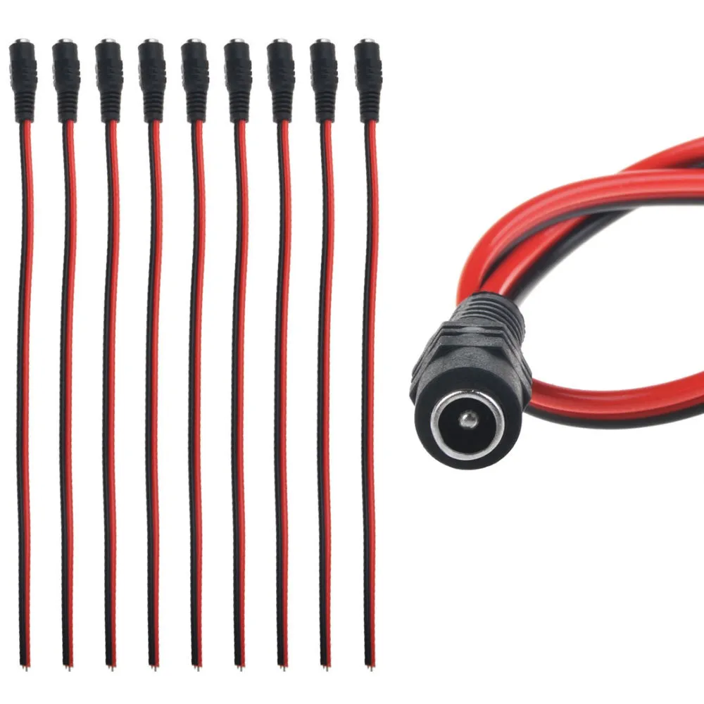 10pcs 5.5*2.1mm Female DC Power Plug Connector CCTV PSU Pigtail CABLE ...
