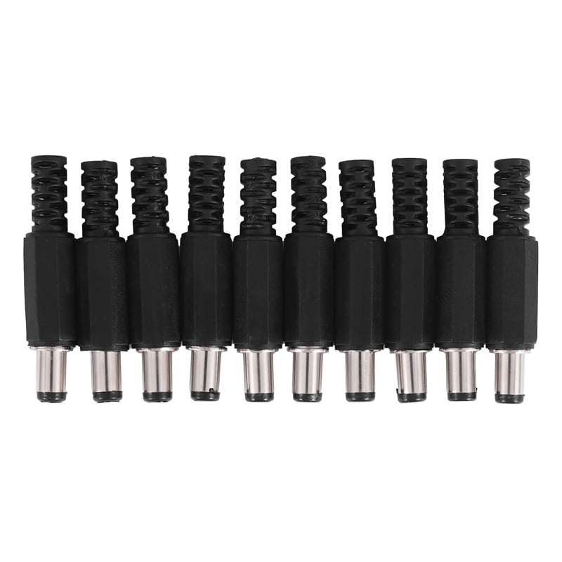 10pcs 5.5x2.1mm Male Solder Dc Barrel Tip Plug Jack Straight Connectors ...