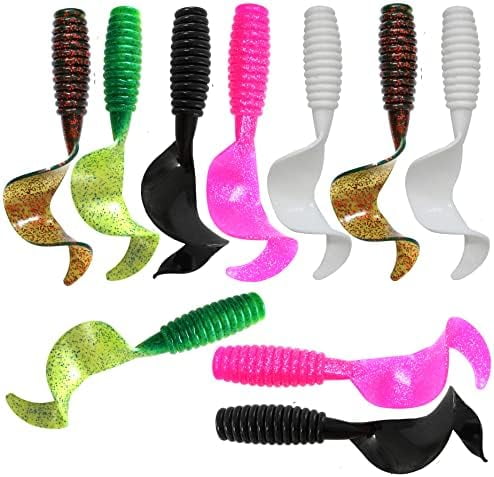 10pcs 5-Color10" with Curly Tail Extended Fishing Perch Grub Soft Lure ...