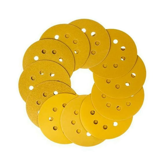 10pcs 5 Inch 125mm Gold Sandpaper 8 Hole Disk Sand Sheets Grit 60-800 ...
