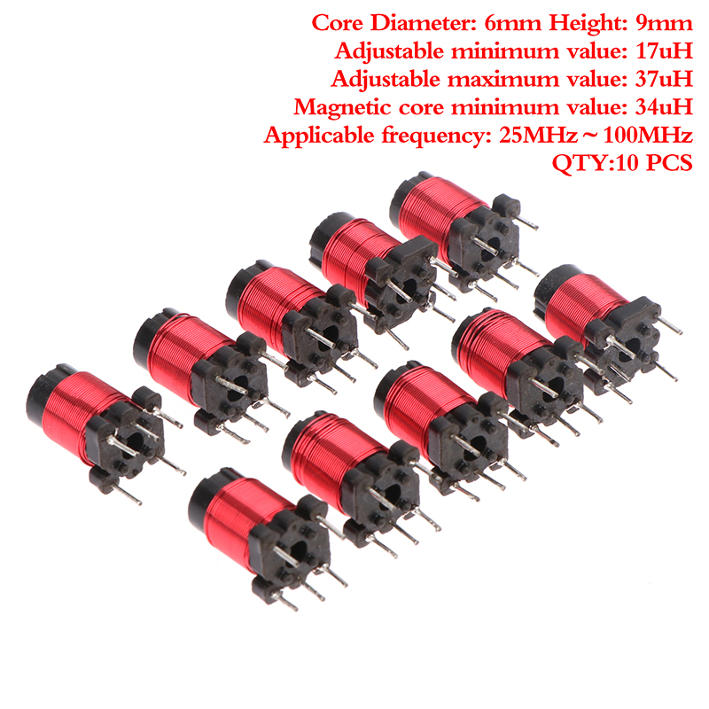 10pcs 50T 13uh-34uH Adjustable High-Frequency Ferrite Core Inductor ...