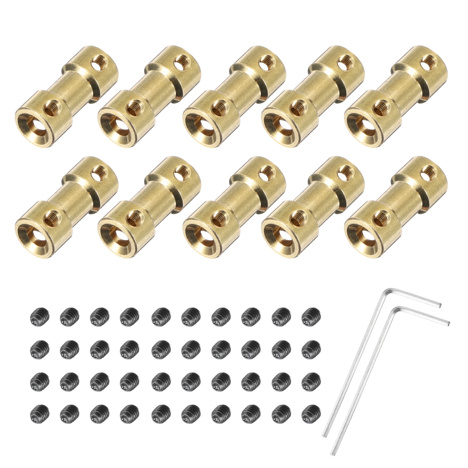 10pcs 5mm to 5mm Brass Shaft Coupling Joint Connector with Screws and ...