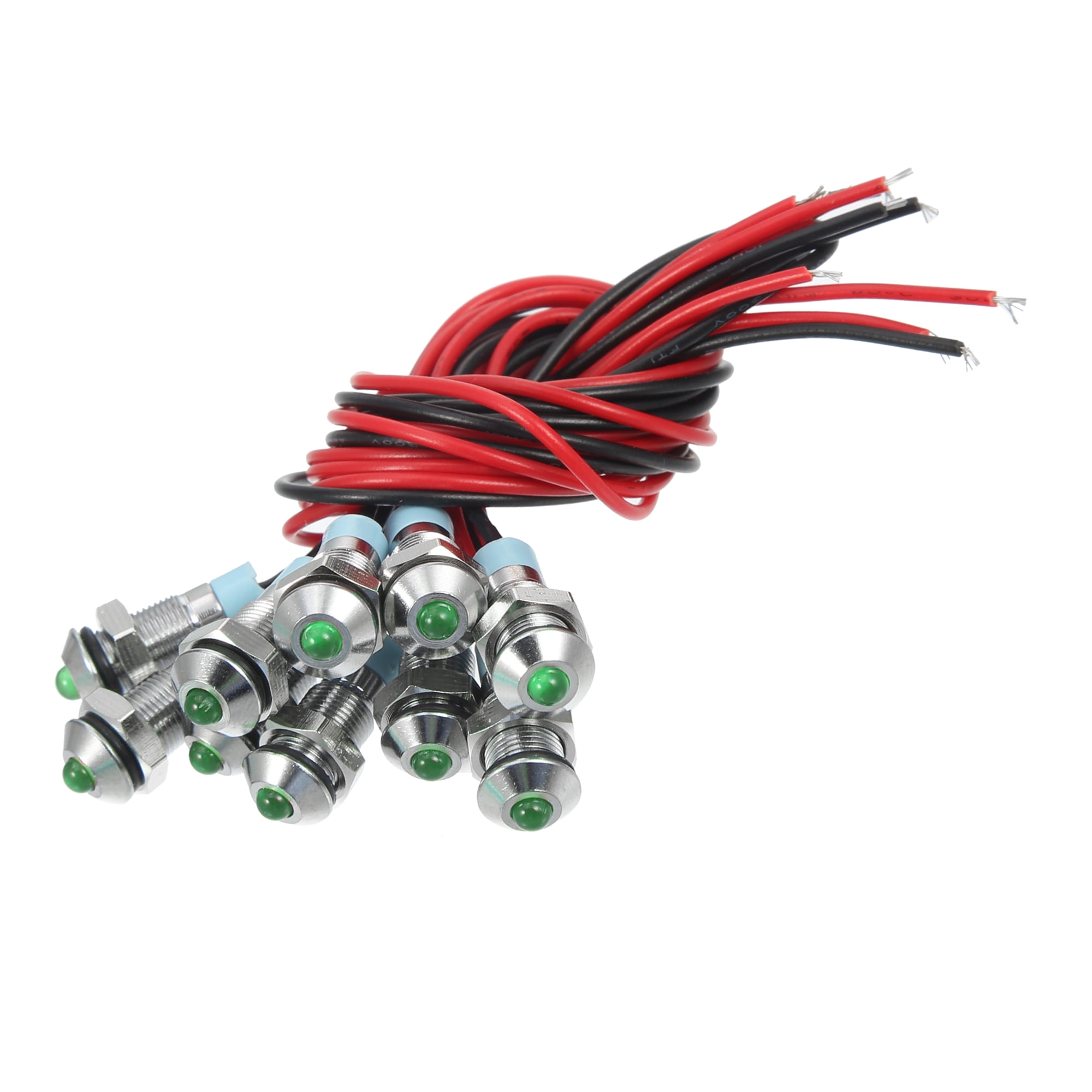 10pcs 6mm 1/4" Car Interior LED Indicator Lights 12-24V Raised Head ...