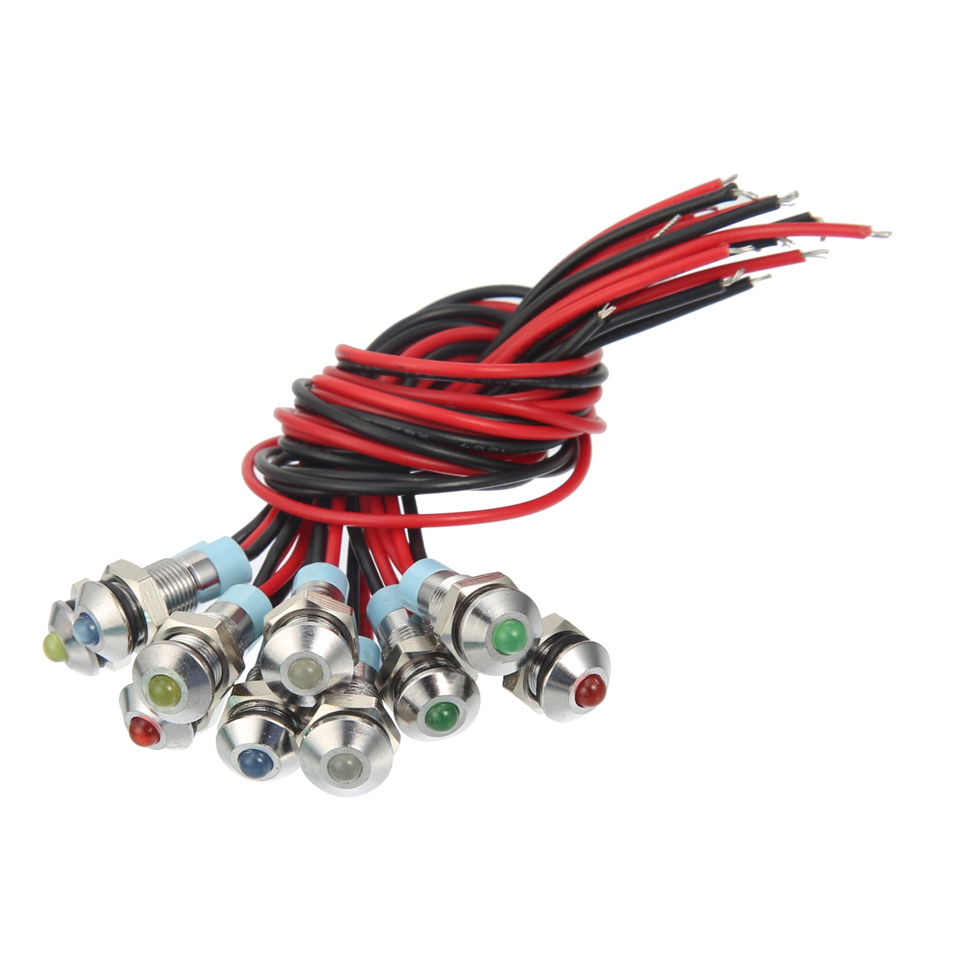 10pcs 6mm 1/4" Car Interior LED Indicator Lights 12-24V Raised Head ...