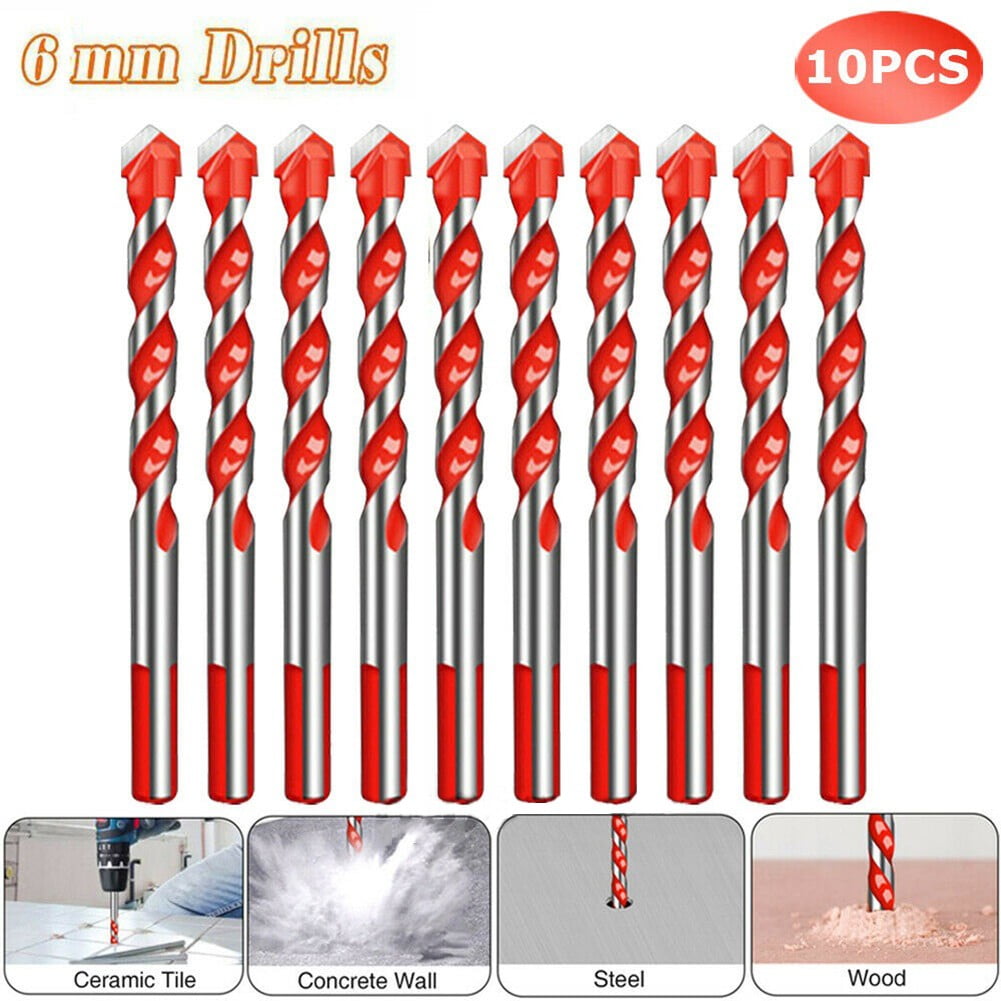 10pcs 6mm Drill Bits Triangle Tungsten Steel Wall Tile Concrete ...